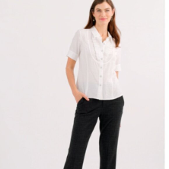 CAbi | Tops | Cabi Fall 224 Tuxedo Top Medium White 477 | Poshmark